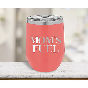 TEEAMORE Personalized Stemless Wine Cup 12oz Add Your Text Name Stainless Steel Vacuum Insulated Wine Tumbler With Lid Coral