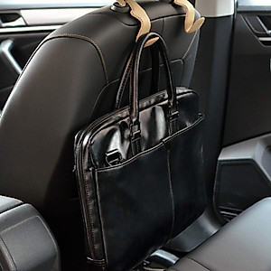 MECHCOS Car Seat Headrest Hooks for Car Back Seat Organizer Hanger Storage Hook Holder for Car SUV Organization Purse Shopping Groceries Bag Handbag, Beige, 2 Pack