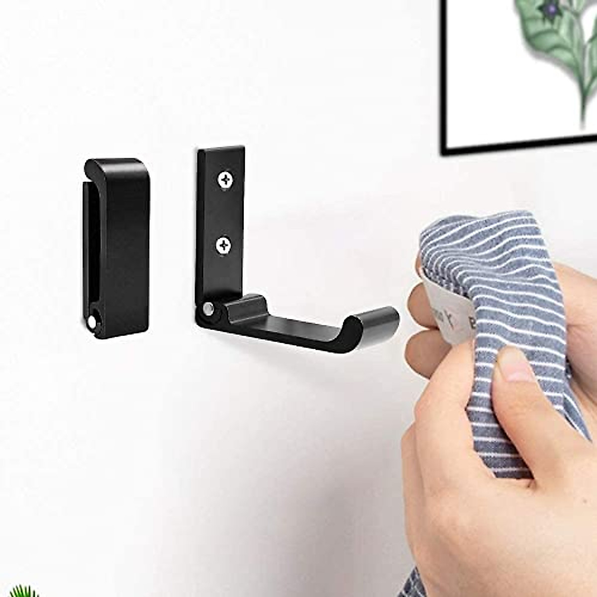 AMMAKER Folding Coat Hooks - 8 Pack Foldable Wall Hooks Aluminum Alloy Wall Mounted Coat Clothes Hook, Heavy Duty Coat Hanger Home Storage Hooks w/ Screws for Jacket Towel Key Bags Headset, Black