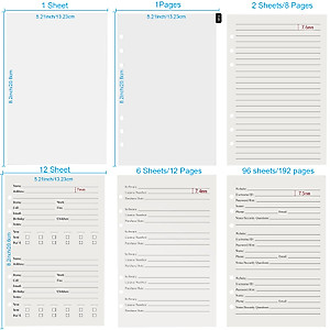 Password Book Refill Pages 236 Replacement Pages Internet Log Book, 8.2x5.6in, Large Print 648 Entries Durable Divider with Alphabetical Tabs, For Men Women Seniors Home Office Use