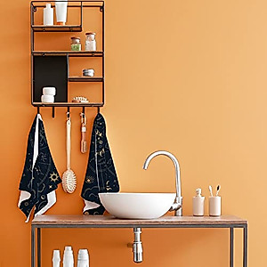 Hand Towels Face Towels Set of 2 Mystical Constellations Zodiac Wheel Soft Comfortable Polyester Microfiber Fast Water Absorbent Towels for Bathroom Kitchen 30X15 Inch