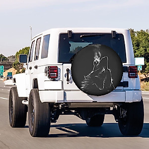 Foruidea Black 3D Wolf Spare Tire Cover Dust-Proof Wheel Tire Cover Fit Trailer, RV, SUV and Many Vehicle 16 Inch