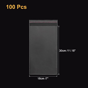 uxcell 100Pcs Clear Cello Bags, 7" x 12" Plastic Self Sealing OPP Cello Treat Bags Cello Poly Bags for Packing Cookies Candy Jewelry Gifts, Clear
