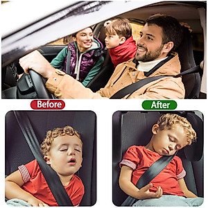 Rajvia Car Headrest Pillow, Car Pillow for Head and Neck Support, Sleeping Travel Car Seat Pillow, U Shaped Side Sleep Head Pillows Fits Kids Adults and Elders. (Black)