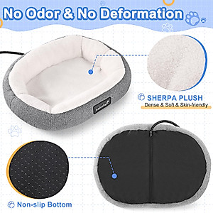KEKELAN Indoor Heated Cat Bed, Heated Pet Bed for Indoor Cats Kitten Small Dogs Puppy Electric Warming Bed Heater Soft & Cozy Pet Heating Pad with Timer and Temp Adjustable Machine Washable-Oval Gray