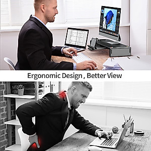 Zimilar Monitor Stand, Length Adjustable Monitor Riser, Foldable Monitor Stand Riser with Pen Slot, Phone/Tablet Holder, Computer Stand Riser for Monitor, Laptop, PC, Printer