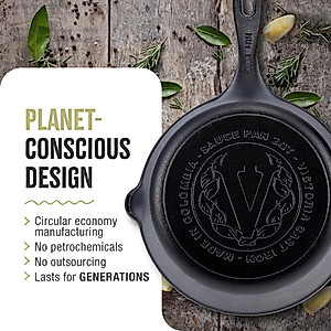 Victoria Cast Iron Saucepan, Cast Iron Melting Pot, Made in Colombia, 2QT