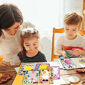 GonLei 24pcs Easter Stickers for Kids, Make Your Own Easter Sticker for Boys Girls, Easter Eggs Bunny Chick Farm Animal Lamb Face Stickers for Family Schools Classroom Activities Party Favor Supplies