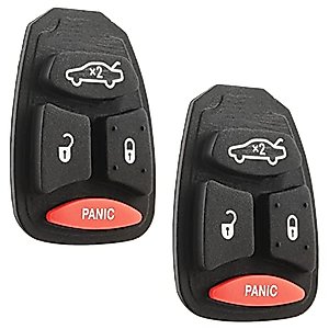 Replacement For 2005-2009 Chrysler Dodge Jeep 4-Button Remote Key Fob Shell Case Pad KOBDT04A (Set of 2)