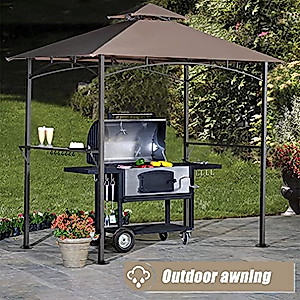 Grill Gazebo,8'x 5' BBQ Canopy,Double Tiered Grill Canopy Barbecue Gazebo for Outdoor Patio Backyard