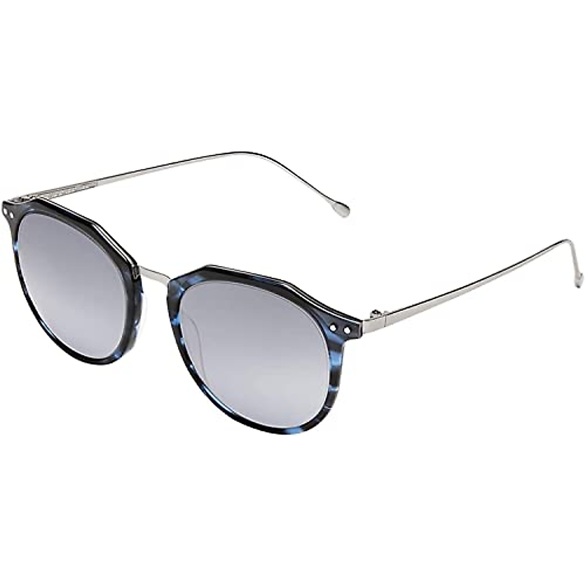 ZENNI Blokz Blue Light Blocking Sunglasses UV Filters Reduce Eyestrain, Round Azurite Mixed Materials Frame for Women Men