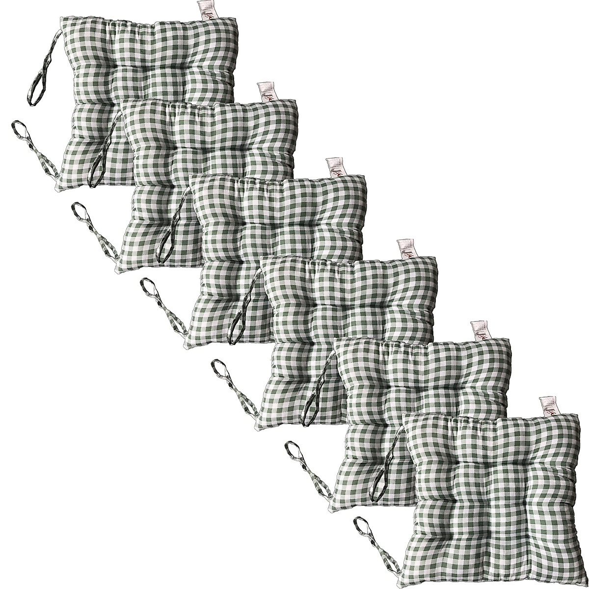 NINE GAD Chair Cushions for Dining Chairs 6 Pack - Kitchen Set of 6, Seat Cushion Pads, Room Sofa Office Decor 2'' Thickness (Dark Green, 6), 17 Inches