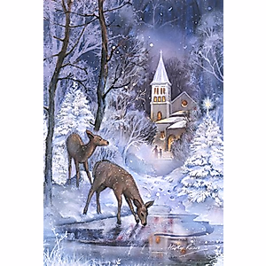 Toland Home Garden 119722 Frozen Fawns Winter Flag 12x18 Inch Double Sided Winter Garden Flag for Outdoor House Flag Yard Decoration