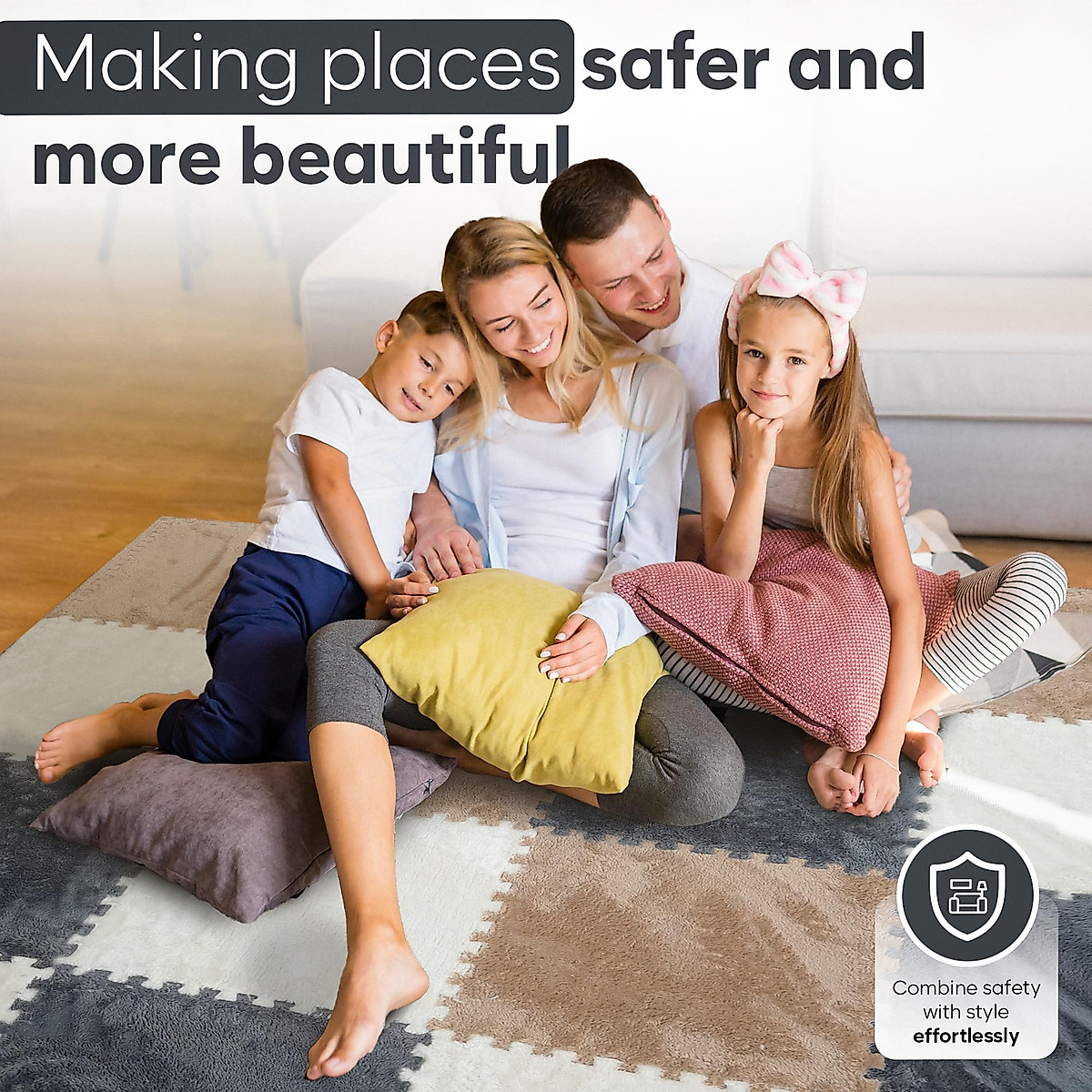 Foam Puzzle Floor Mat - Large 16 Piece Interlocking Carpet Tiles, Thick Padded Squares for Baby Play Mats & Flooring Tile with Cushions, Playroom & Classroom Rug, EVA Soft Plush Playmats