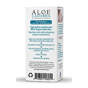 Aloe Cadabra Natural Water Based Personal Lubricant and Vaginal Moisturizer, Organic Aloe Lube for Men, Women and Couples, Non-Staining, pH Balanced (Unscented 2.5 Ounces, 1 Pack)