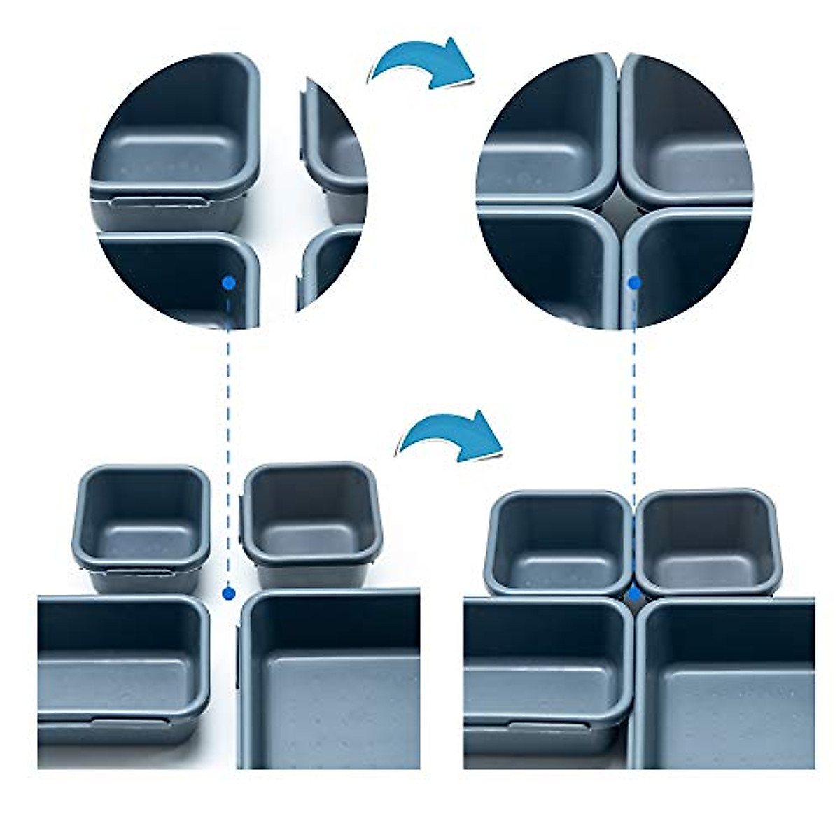 BYCY 18 Pcs Drawer Organizers Trays Set for Office Bathroom Dresser Interlocking Dividers Storage Bins Pack (18 Pieces Set)