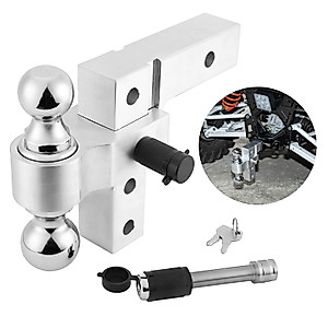 KEMIMOTO Adjustable Trailer Hitch, Fits 2 inch Receiver, 6 Inch Drop Hitch, Aluminum Tow Hitch Ball Mount, 2 and 2-5/16 inch Tow Balls/Double Pin Key Locks for Trucks Cars UTV ATV