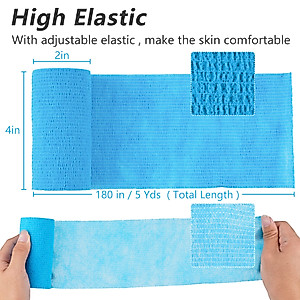 12 Packs Self Adherent Cohesive Wrap Bandages 4 Inches X 5 Yards, First Aid Tape, Elastic Self Adhesive Tape, Athletic, Sports wrap Tape, Vet Wrap, Bandage Wrap for Sports, Wrist,Ankle (Rainbow Color)