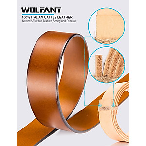WOLFANT Full Grain Leather Belt,100% Italian Real Solid Leather