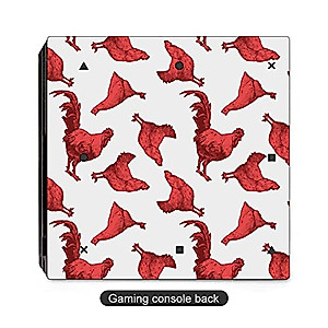 Red Hens and Cock Sticker for P-S4 Controller Full Protective Skin Cover Design Wrap Decal Sticker Compatible with P-S4 Print