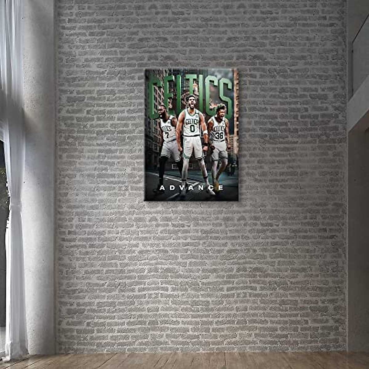 Boston Celtics Posters Walls Jayson Tatum Jaylen Brown Marcus Smart Poster Basketball Champion Wall Art Sports Superstar Poster Canvas Home Office A Unique Gift Sports Fans, Men, Teens 12x18''