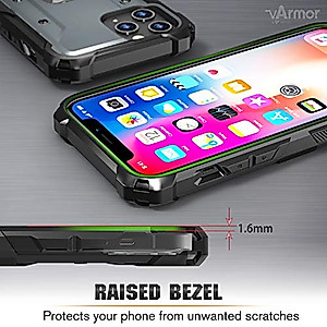 Vena vArmor Rugged Case Compatible with Apple iPhone 12 Pro Max (6.7"-inch), (Military Grade Drop Protection) Heavy Duty Holster Belt Clip Cover with Kickstand - Space Gray