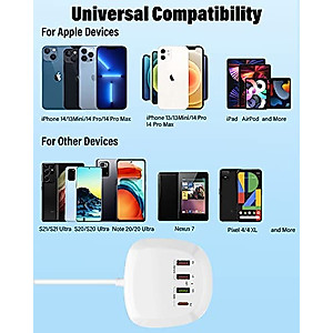 USB C Charger Station,4-Port (1*USB C 30W & 1*QC3.0 & 2*USB-A) USB Charging Station for iPhone 14 Series/13/13 Mini/13pro Max/12/12 Mini/12Pro/12 Pro Max/11/iPad/AirPod,Smart Phone,Multi Devices