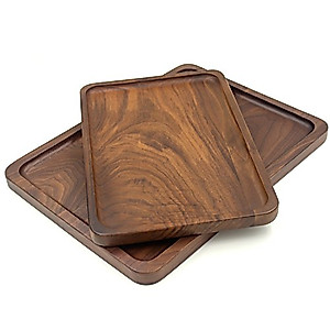 Bamber Wood Rectangular Serving Trays, Medium, Black Walnut, 13.4 x 9 Inches