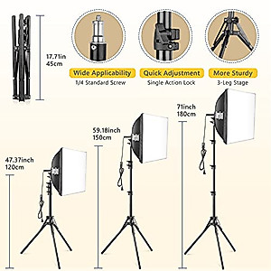 Torjim Softbox Photography Lighting Kit, 16'' x 16'' Professional Softbox Lighting Kit with 85W 3000-7500K LED Bulbs, Studio Lights for Photography/Video Recording/Live Streaming/Portraits Shooting