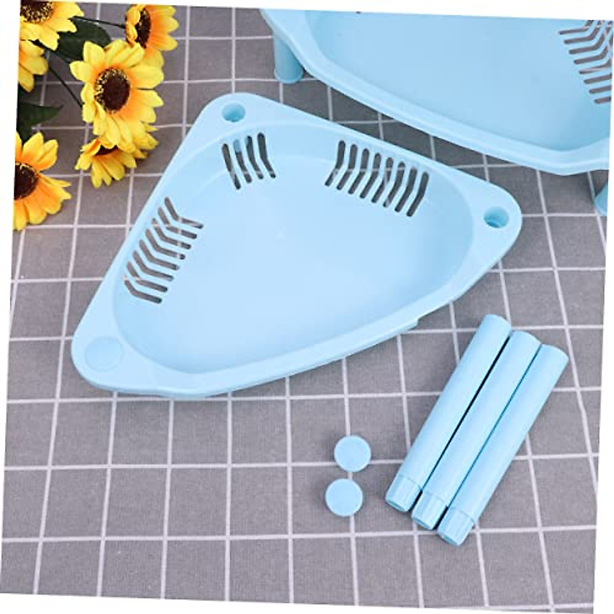 STOBAZA 2pcs 3 Home Household Stand Organizer Shelves for Plastic Rack Corner Storage Bathroom Desk Basket Shelf Kitchenblue Layer Small