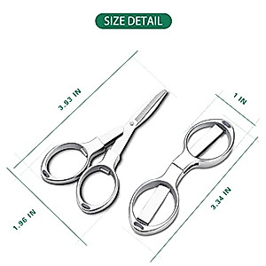Vurtid 3 Pcs Folding Scissors - Comfortable Zinc Alloy Grip Sharp Stainless Steel Blade, Portable Travel Trip Scissors