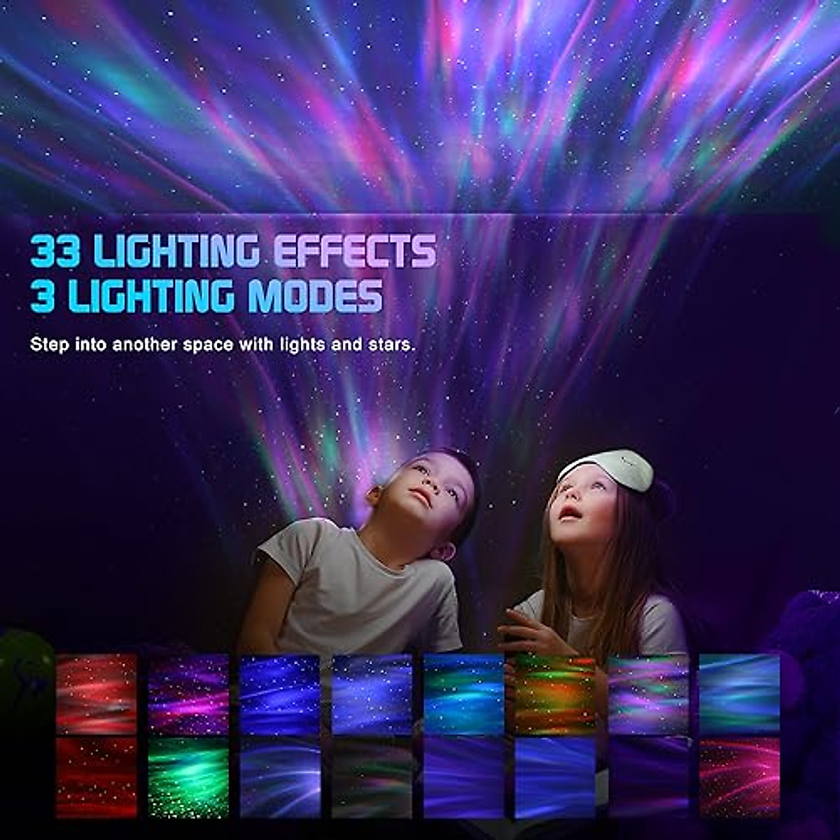 Galaxy Star Night Light Projector, Aurora Projector with 33 Light Effects, Dinosaur Egg Lights for Bedroom Decor with Bluetooth Speaker White Noise & Remote Control for Kids/Party/Gift