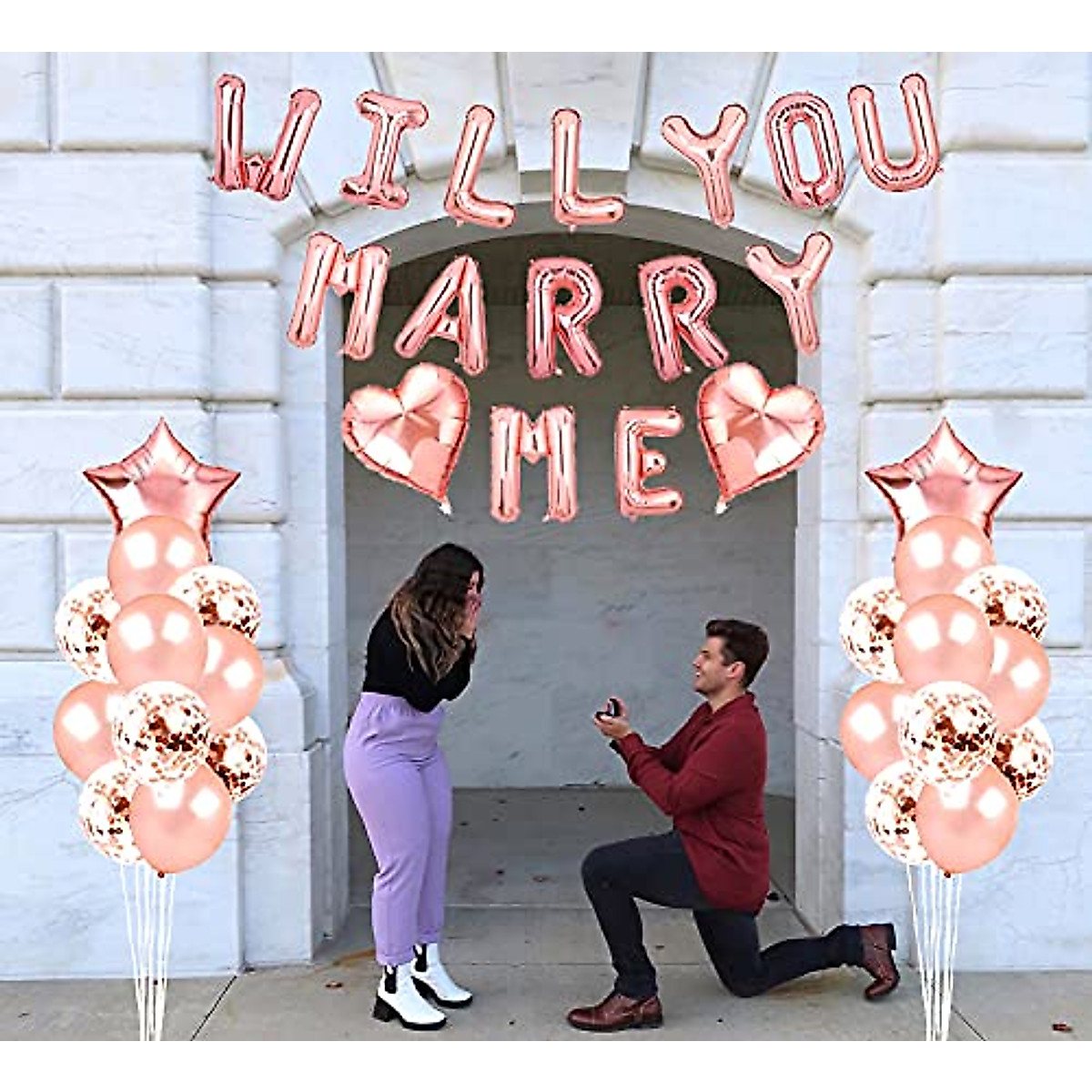 BTXLHAOHE Rose Gold Will You Marry Me Decorations Marry Me Balloons Will You Marry Me Letter Balloons Marriage Proposal Ideas Decorations Supplies