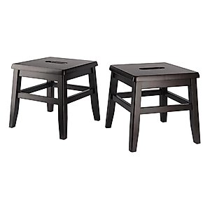 Winsome Kaya 2-Piece Conductor Stool Set, 12H in, Solid Wood, Coffee Finish