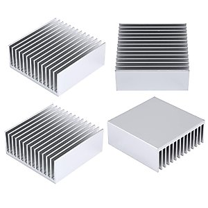 Awxlumv 4PCS 50mm Aluminum Heatsink Kit 50x50x20mm/ 1.57" (L) x 1.57"(W) x 0.79"(H) Heat Sink Cooler for GPU CPU Peltier Plate Module Router Amplifier Led Chipset Heat Radiator Cooling Fin (Sliver)