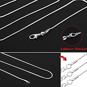 Paxcoo 30 Pack Necklace Jewelry Chain Bulk Silver Snake Chain Necklace for Jewelry Making, 1.2 mm (22 Inches)