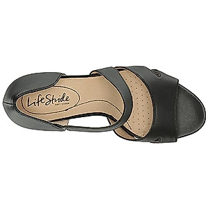 LifeStride Women's Mega Dress Sandal Heeled, Black Patent, 7.5