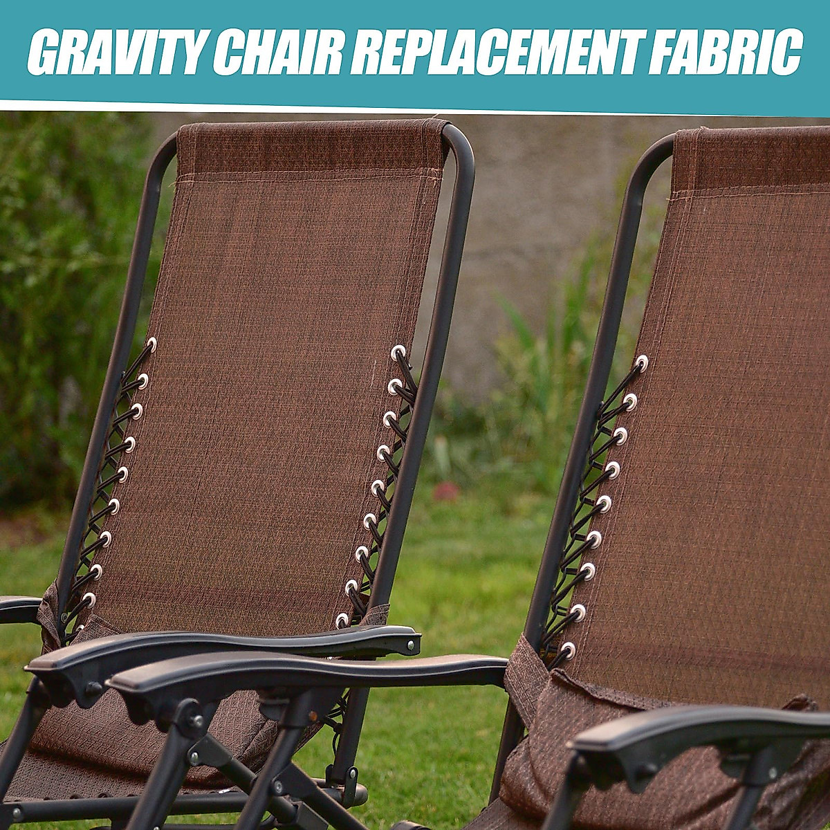 Queekay Chair Replacement Fabric with 4 Bungee Cord Lounge Chair Cloth Mesh Chair Repair Kit for Patio Recliner Chair Outdoor Lawn Pool(Brown, 63 x 21 Inch)