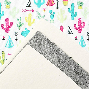 David accessories 6 Pcs 7.7"x12.9" (20 cm x 33 cm) Lychee Pattern Plant Cactus Printed Faux Leather Fabric Sheets Include 2 Kinds of Leather Fabric for DIY Bows Earrings Making Crafts (Cactus)