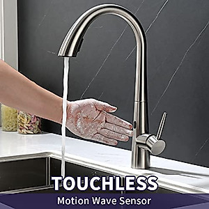 Touchless Kitchen Faucet,Oinsky Smart Kitchen Faucet with Pull Down Sprayer,Motion Sensor Kitchen Sink Faucet with Single-Handle,Touch Kitchen Faucet,Brushed Stainless