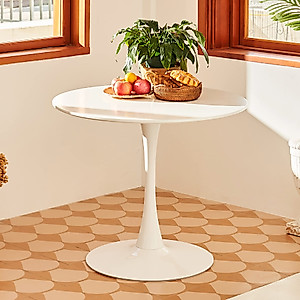 VONLUCE Round Dining Table, 36 Inch Tulip Table with MDF Top and Steel Base, Small Pedestal Table for Dining Room Kitchen Living Room More, Modern Bistro Table Kitchen Table with 220lb Capacity, White