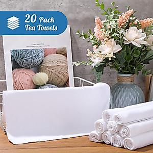 20 Pieces Sublimation Hand Towels 12 x 12 Inch Microfiber Dish Drying Towel Thick Tea Towel Absorbent Soft Polyester Towel for Sublimation Kitchen Cleaning Supplies