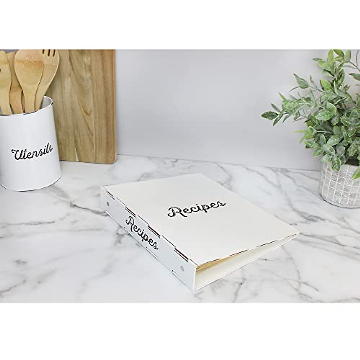 AuldHome Enamelware Cookbook Binder (White), Replacement Cover for Classic 3-Ring Binder Cookbook/Recipe Holder