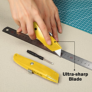 Lasnten 12 Pcs Box Cutter Bulk Retractable Utility Knife Heavy Duty Aluminum Alloy Knife Carpet Knife Package Opener Cutter Blade for Cardboard Plastics Cartons DIY Home Warehouse Office(Multi Color)