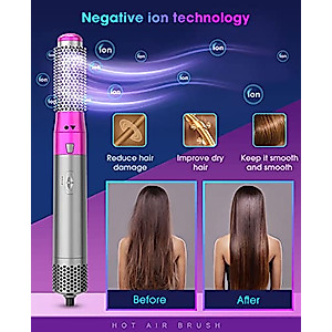 EWSBI Hair Dryer Brush Set，5 in 1 Detachable Blow Dryer Brush with Negative Ion Technology, Suitable for Straightening, Curling, Blow Drying of Hot Air Brush