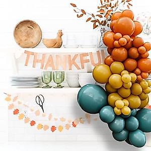 Beaumode Boho Fall Balloon Garland Arch Kit Slate Blue Orange Balloons for Baby Shower Bridal Shower Birthday Wedding Thanksgiving Party Decorations (Dusty Blue Orange Mustard)