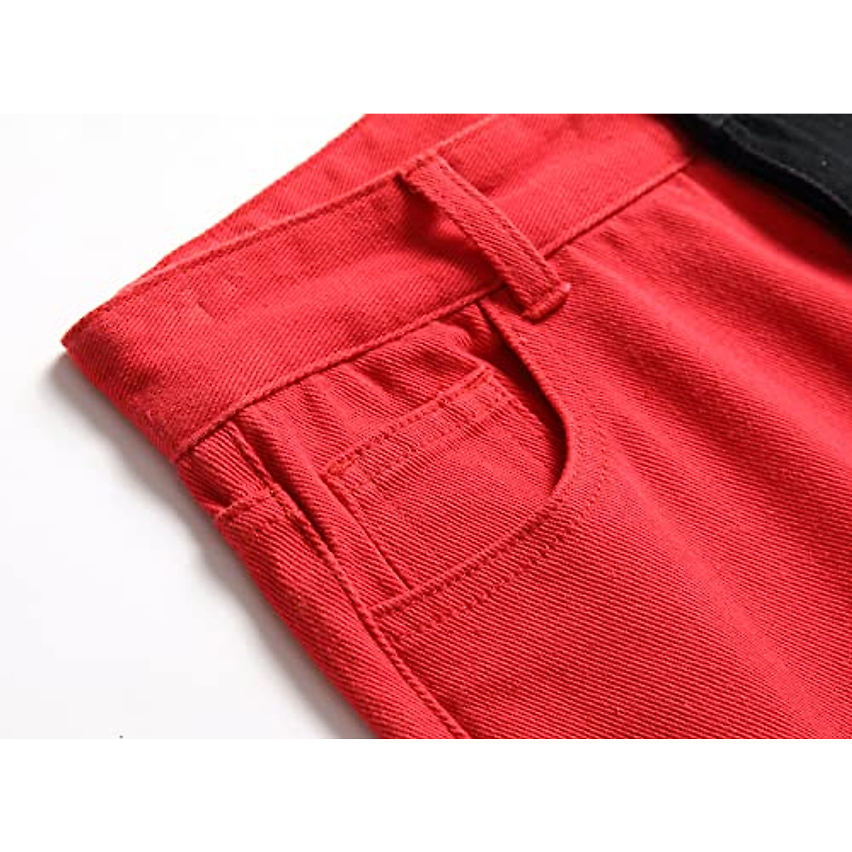Boy's Regular Fit Patchwork Black&Red Street Style Fashion Casual Jeans Pants for Kids,L0115,8