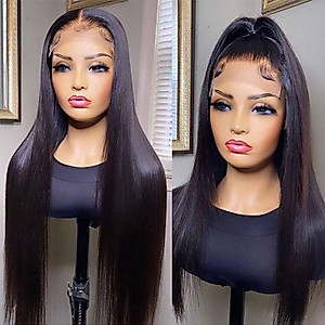 LRSICAL Lace Front Wigs Human Hair Straight 5x5 HD Lace Closure Wigs Human Hair Pre Plucked 180 Density Straight Human Hair Wigs for Black Women (5x5 Hd Lace Closure Wigs, 20 Inch, Straight)
