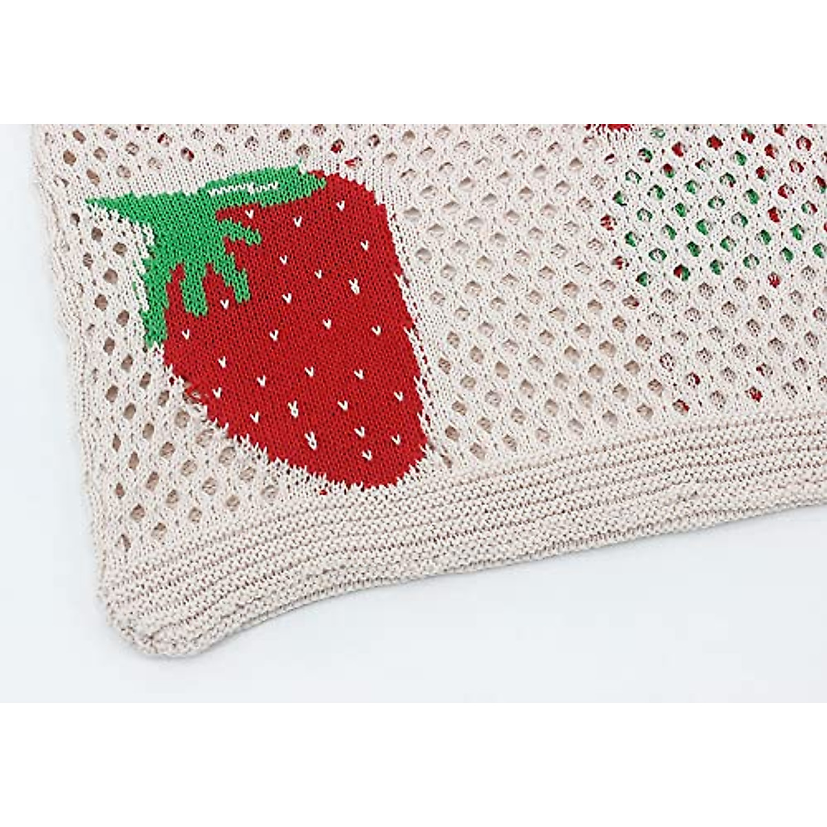 Fairycore Hobo Bag Y2K Fairy Grunge Strawberry Crochet Tote Bag Aesthetic Indie Shoulder Handbags Mesh Purse Accessory (Green,21.5"x12.5")