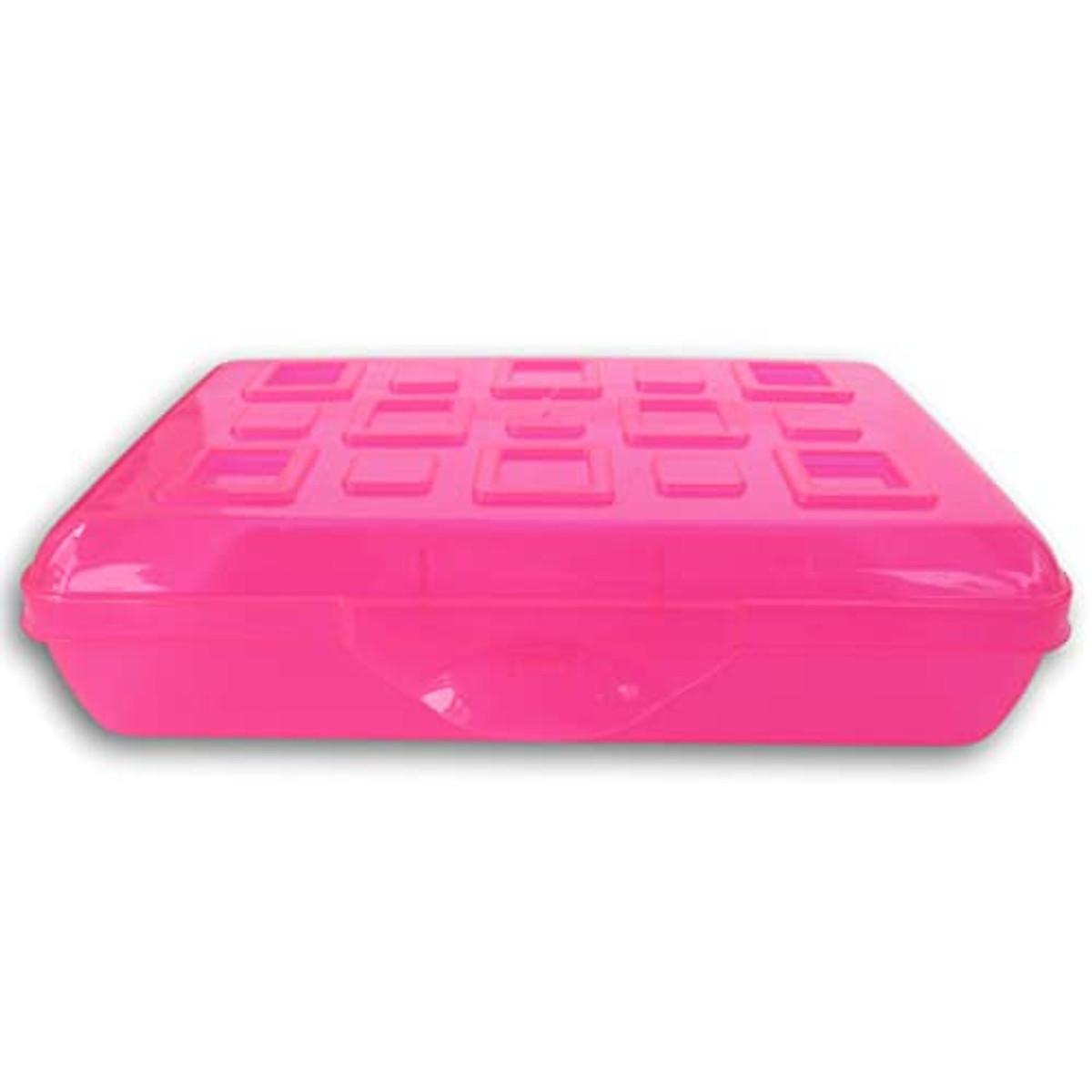 Sterilite Snap-Closed Neon Pink Square Patterned Pencil Case Box